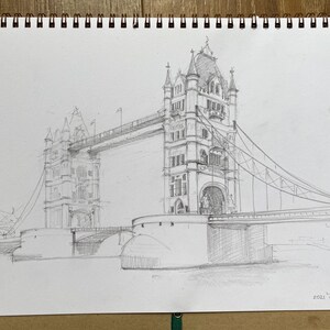 London Pencil Sketch England Art Print Tower Bridge Poster / - Etsy