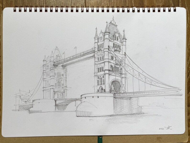 London Pencil Sketch England Art Print Tower Bridge Poster / - Etsy
