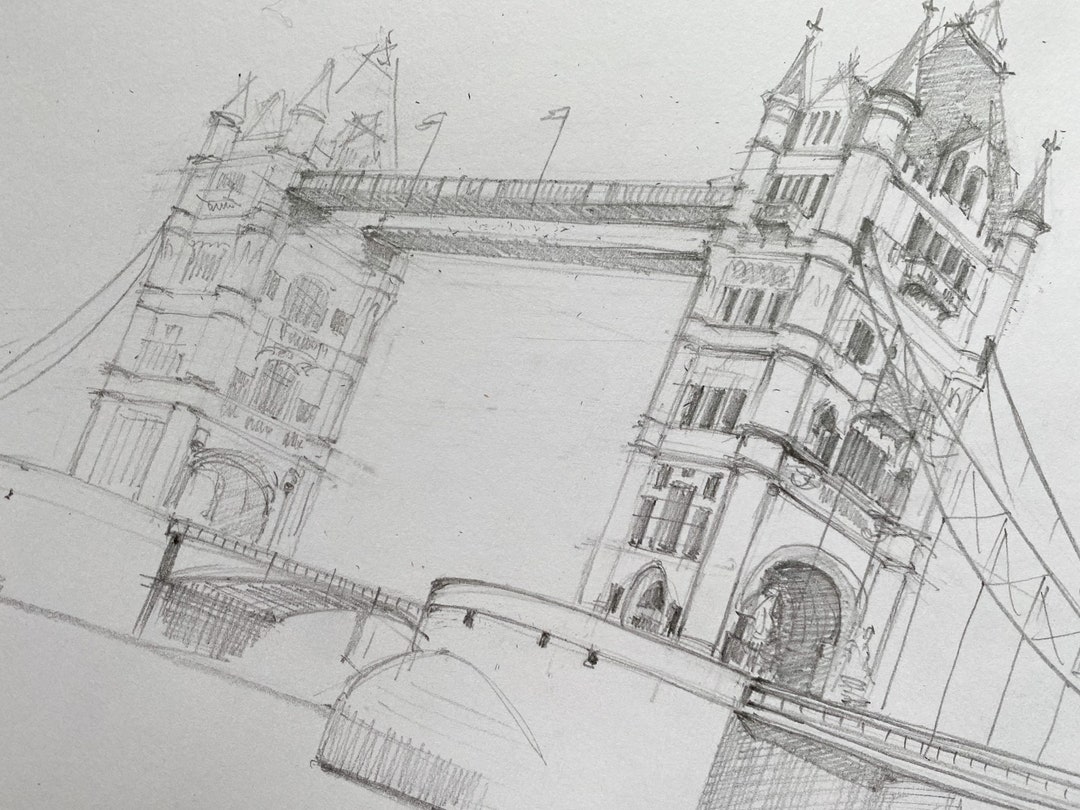 London Pencil Sketch England Art Print Tower Bridge Poster / - Etsy