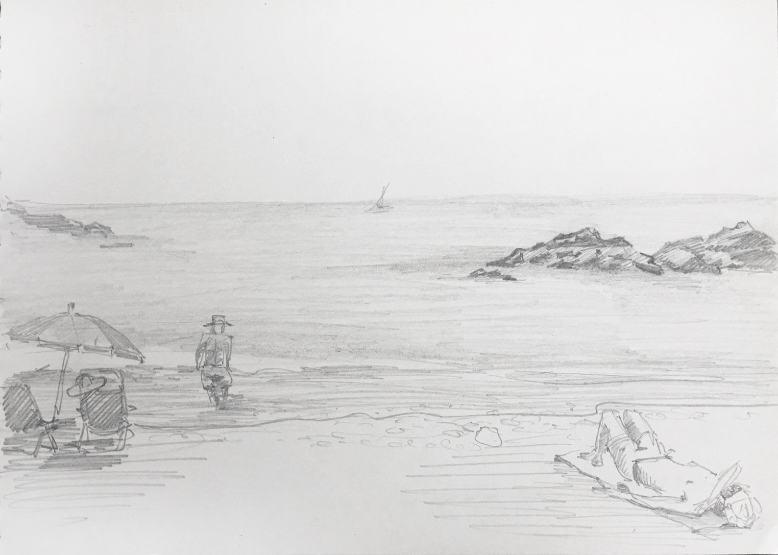 Buy Original Pencil Sketch of a Seascape / Drawing Hand Drawn Online in ...