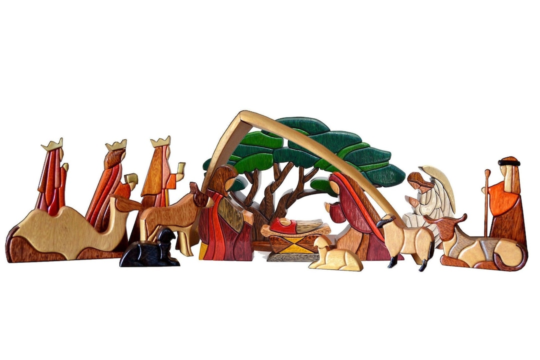 Simple Wooden Nativity Set Nativity Scene 17 Piece Set - Etsy