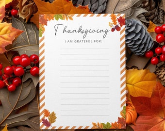 Thanksgiving Gratitude List, Printable Gratitude List, Thanksgiving ...