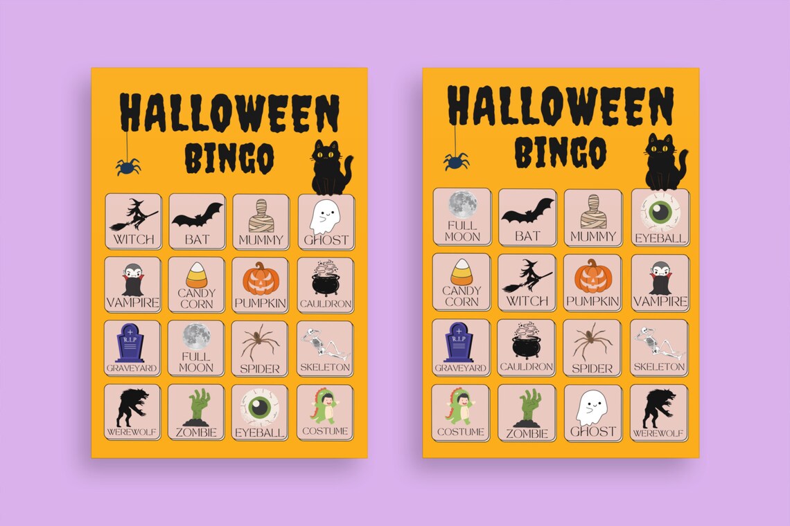Halloween Bingo Game, Halloween Games for Kids, 10 Printable Halloween ...