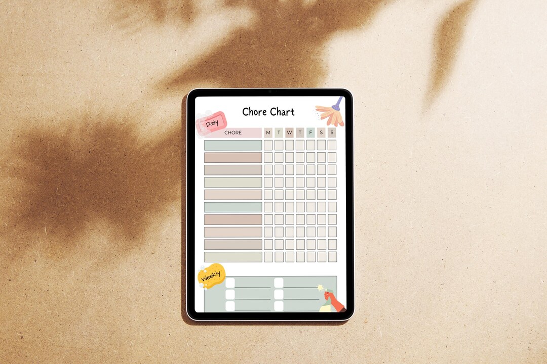 Home Chore Chart: Family Task Planner (digital Download) - Etsy
