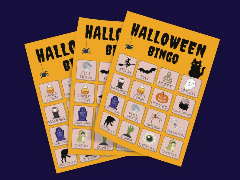 Halloween Bingo Game, Halloween Games for Kids, 10 Printable Halloween ...
