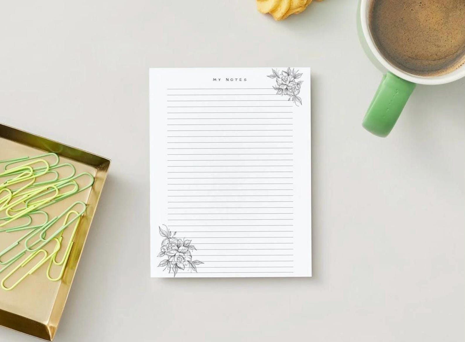 Flower Pattern Printable Note Page - US Letter & A4 (digital Download ...