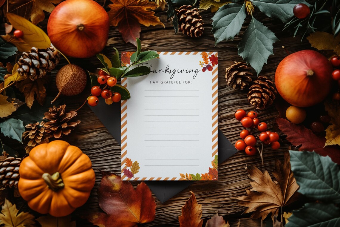 Thanksgiving Gratitude List: Printable Thanksgiving Activity (digital ...