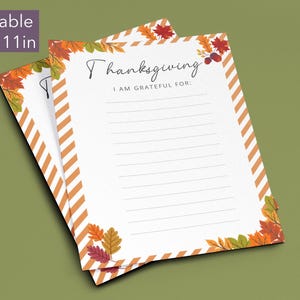 Thanksgiving Gratitude List, Printable Gratitude List, Thanksgiving ...
