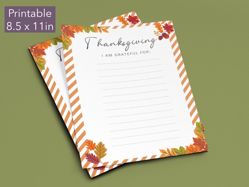 Thanksgiving Gratitude List, Printable Gratitude List, Thanksgiving ...