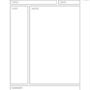 Cornell Notes Printable Note Page I US Letter & A4 (digital Download ...