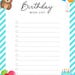 Printable Birthday List, Birthday Wish List, Birthday Gift List ...