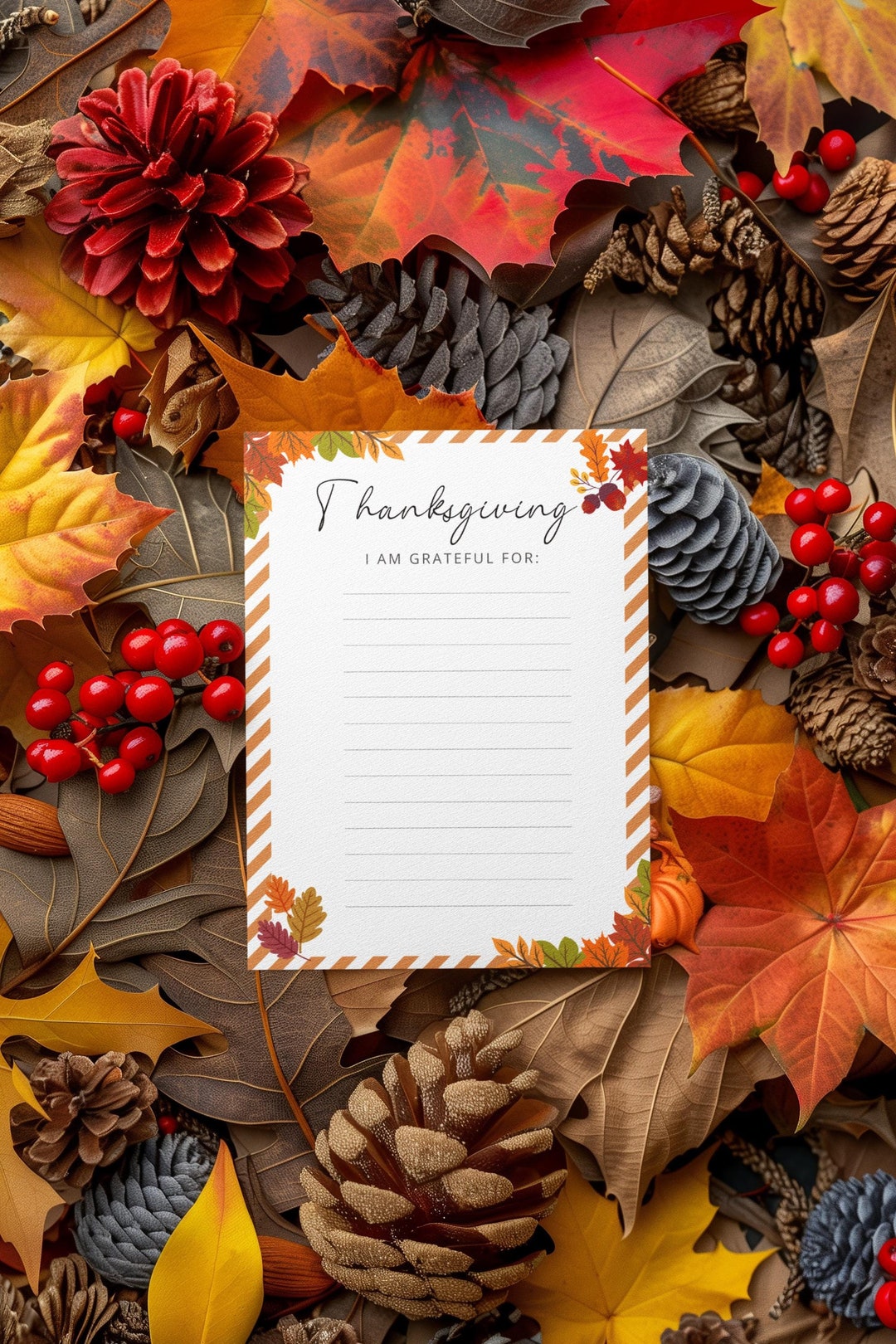 Thanksgiving Gratitude List: Printable Thanksgiving Activity (digital ...