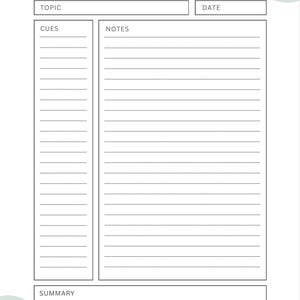 Cornell Notes Printable Note Page I US Letter & A4 (digital Download ...