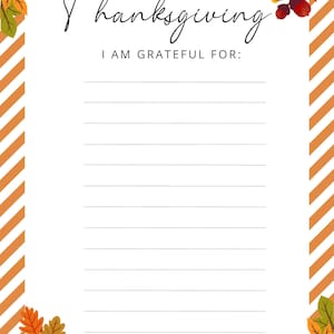 Thanksgiving Gratitude List, Printable Gratitude List, Thanksgiving ...
