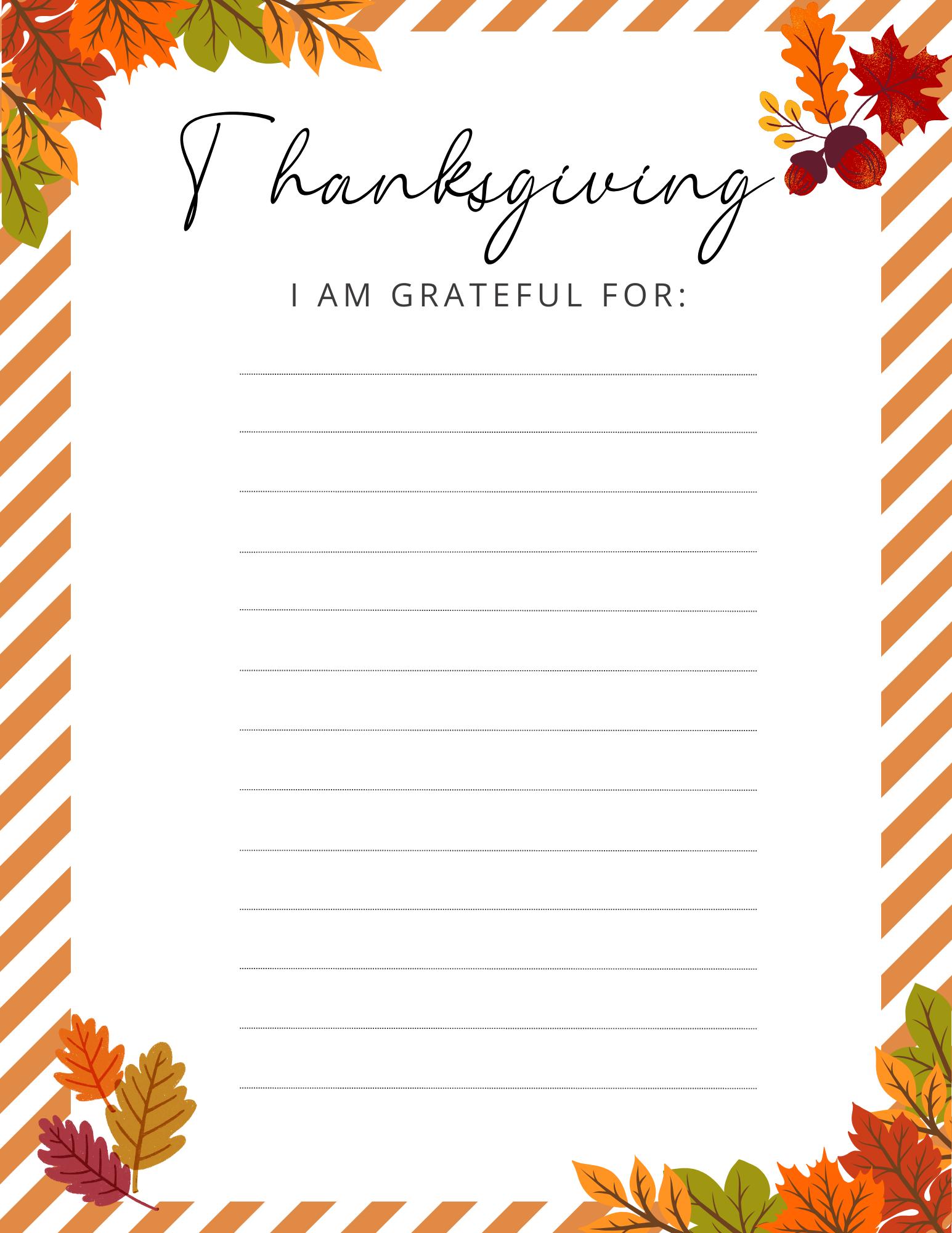 Thanksgiving Gratitude List: Printable Thanksgiving Activity (digital ...