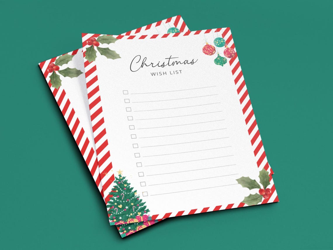 Printable Christmas List, Christmas Wish List, Christmas Gift List ...