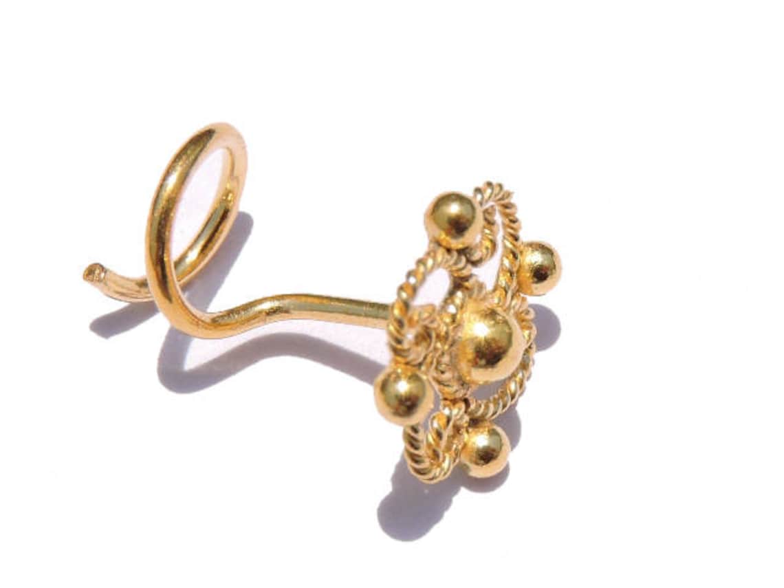 Indian Nose Ring Beautiful Natural 22 Kt Gold Polished on 92.5 | Etsy