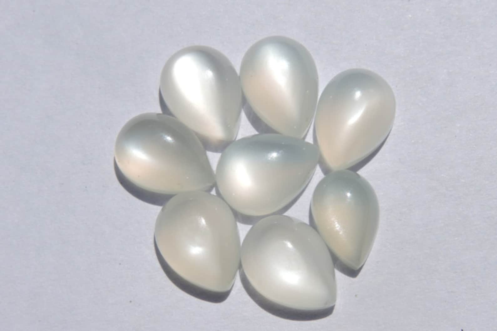 White Moonstone 8 Pcs Natural White Moonstone Smooth Polished | Etsy