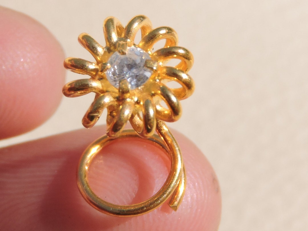 Indian Nose Ring 22 Kt Gold Polished Very Nice Decorated Indian Nose ...