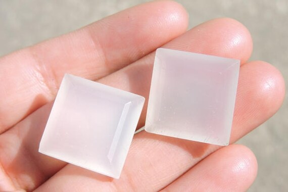2 Pcs Matched Pair Very Natural White Chalcedony Cut Square - Etsy