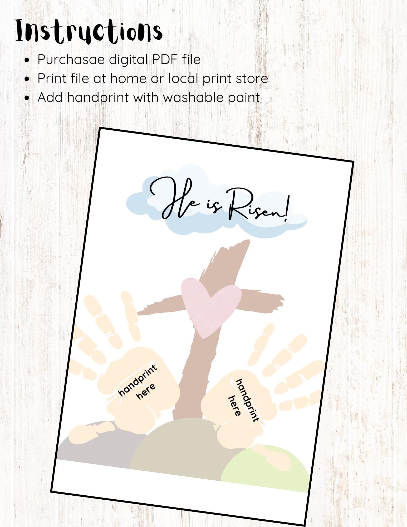 He is Risen Easter Handprint Craft for Kids, Printable Religious Easter ...