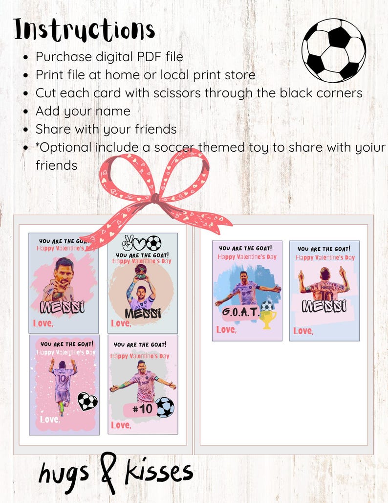 Printable Messi Soccer Valentine Cards for Kids, the GOAT Valentine ...