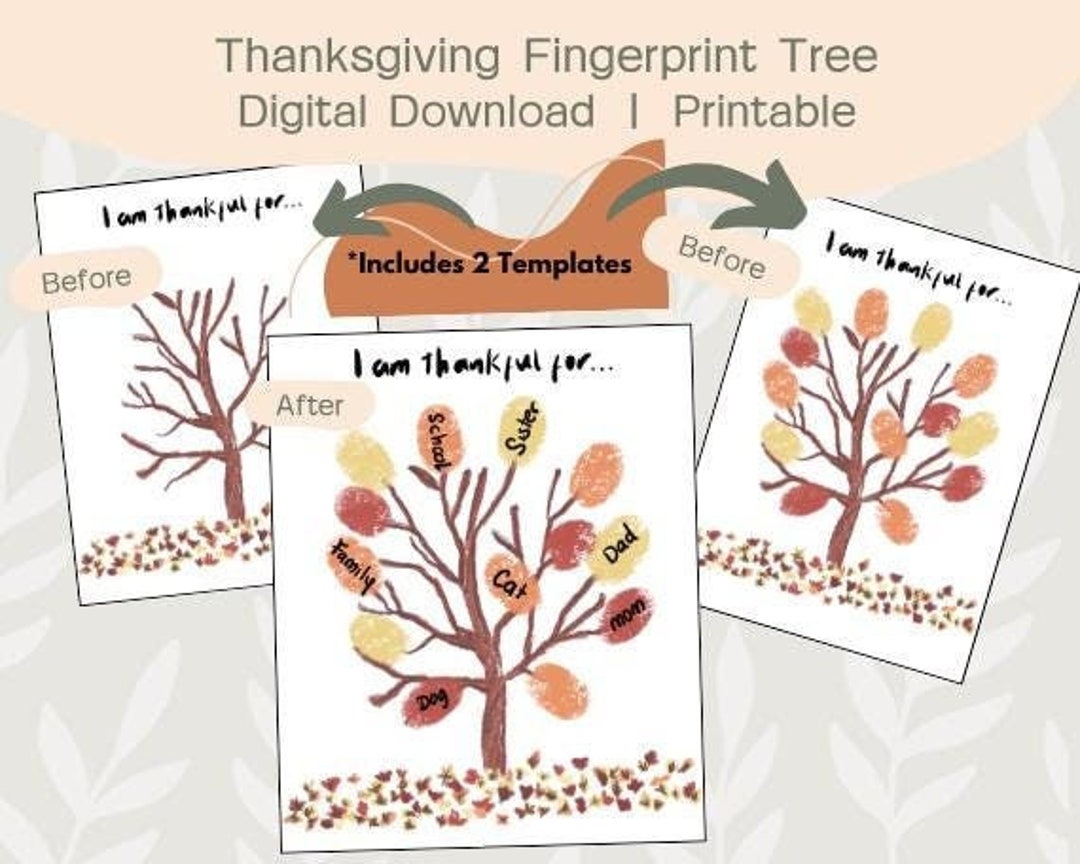 Fingerprint Thanksgiving Tree Printable Fingerprint Family Tree 2 ...
