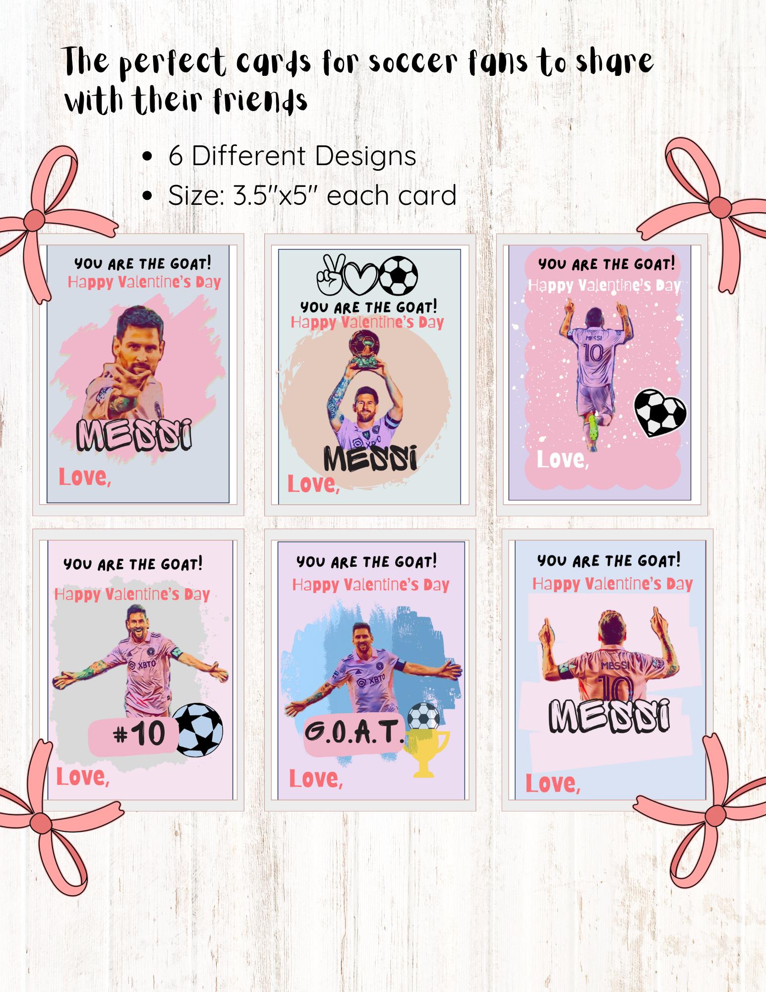 Printable Messi Soccer Valentine Cards for Kids, the GOAT Valentine ...