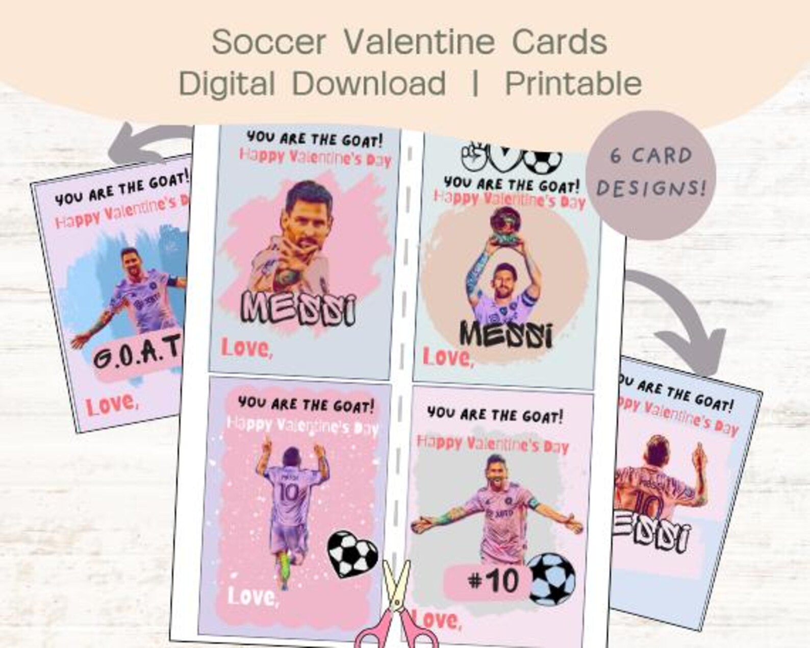 Printable Messi Soccer Valentine Cards for Kids, the GOAT Valentine ...