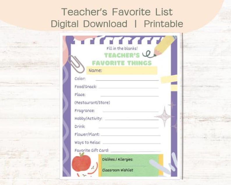 Christmas Teacher Favorite List | Teacher Appreciation Day List ...