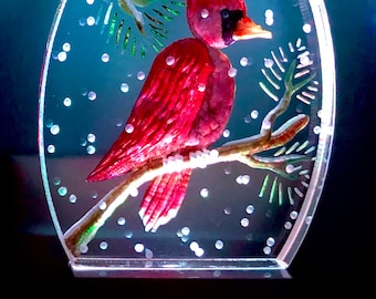 Stained Glass Cardinal Night Light - Etsy