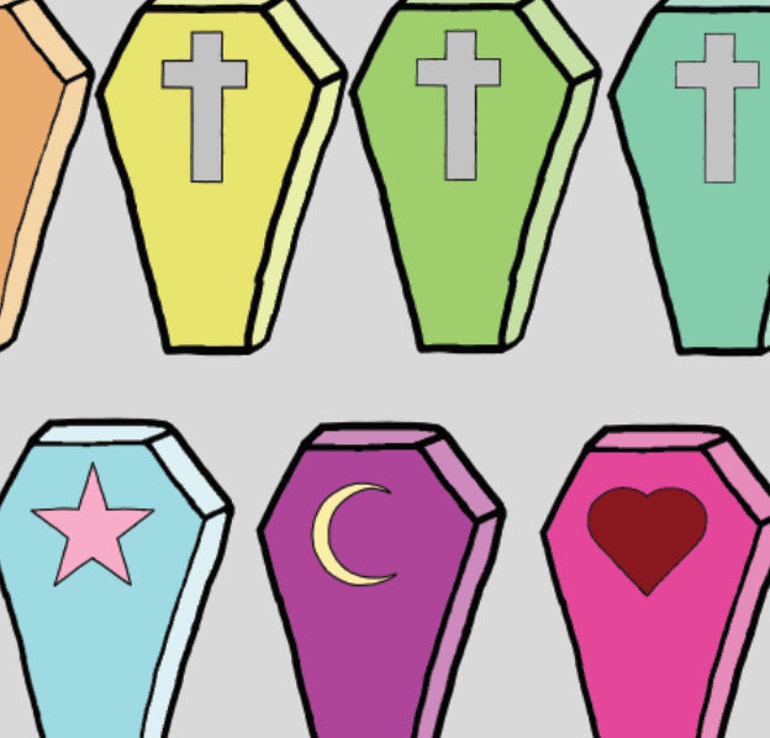 Pastel Rainbow Clipart - Coffin Clip Art - Pastel Goth Clipart ...