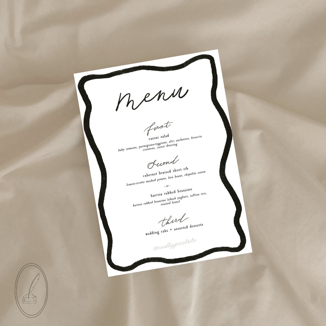 Menu, French Inspired Wedding Menu Template, Printable, Corjl Instant ...
