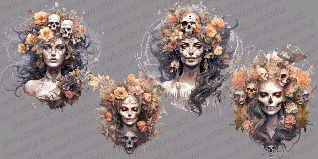 Skull Witch Goddess FOUR Clear Png Files 3600x3600. - Etsy