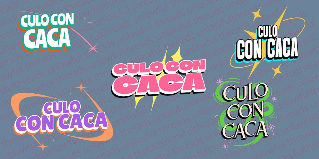 Culo Con Caca | Funny Spanish Design Bundle | 5 Digital Pngs | Retro ...