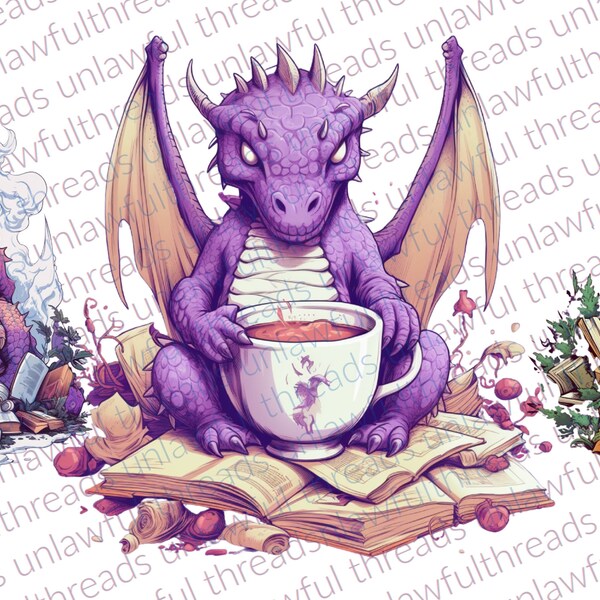 Reading Dragon - Etsy