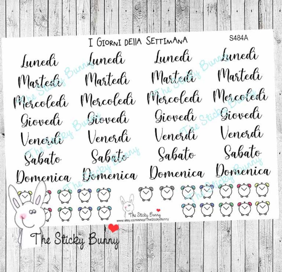 Days of the Week I Giorni Della Settimana Die Tage Der Woche Planner ...