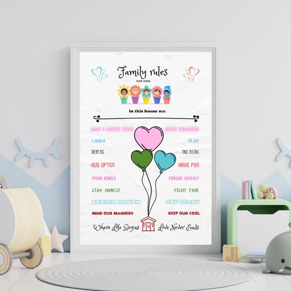 Personalised Family Rules for Kids Print Family Rules for - Etsy