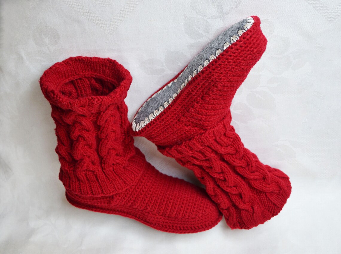 Knitted Boots for the House. Knitting. Knitted Slippers. Knitted High ...