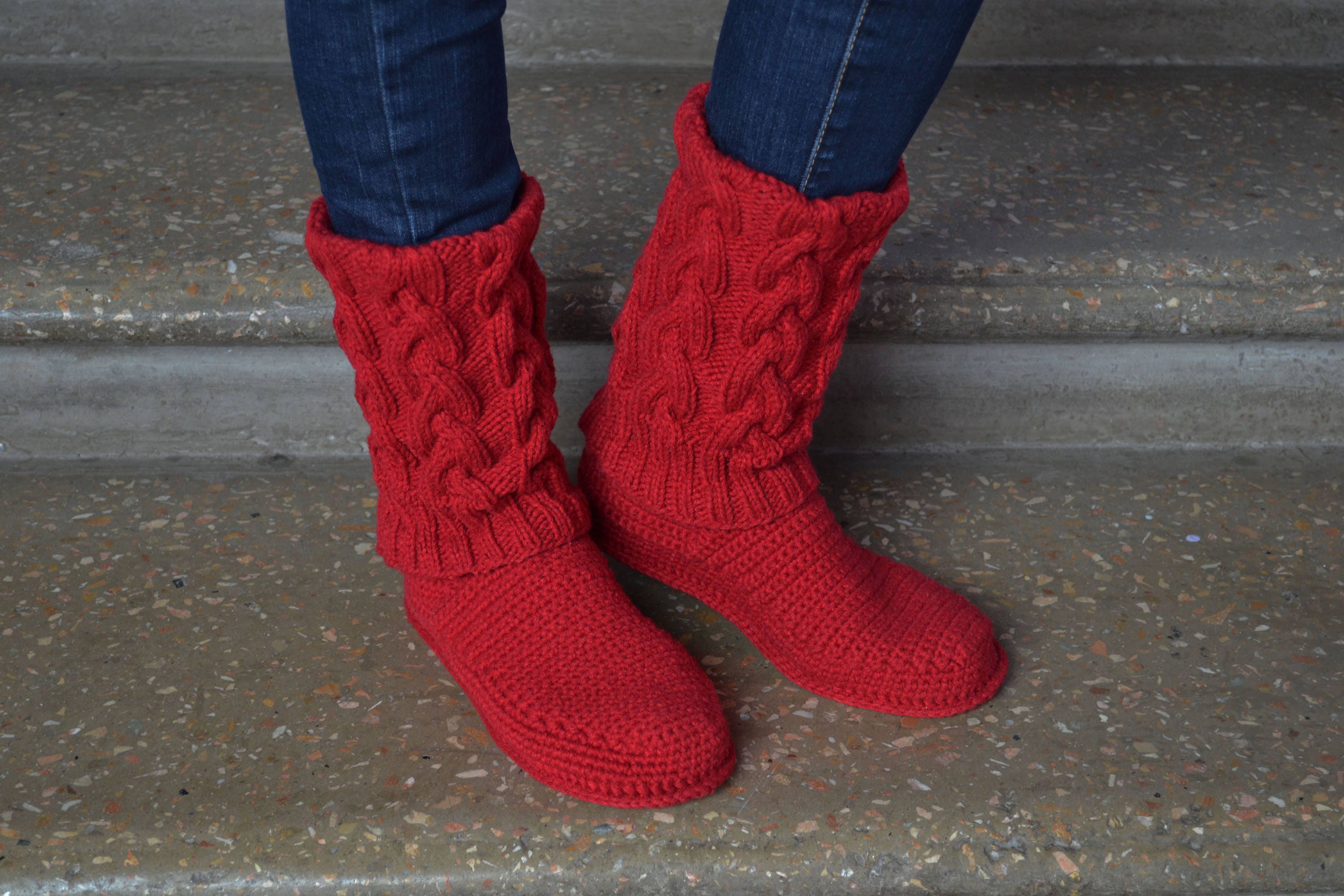 Knitted Boots for the House. Knitting. Knitted Slippers. Knitted High ...
