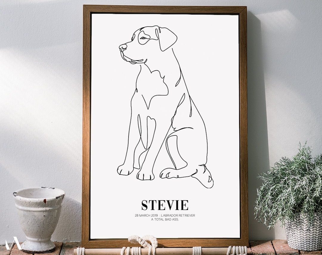 Custom Pet Portrait, Custom One Line Pet Portrait, Dog Portrait, Line ...