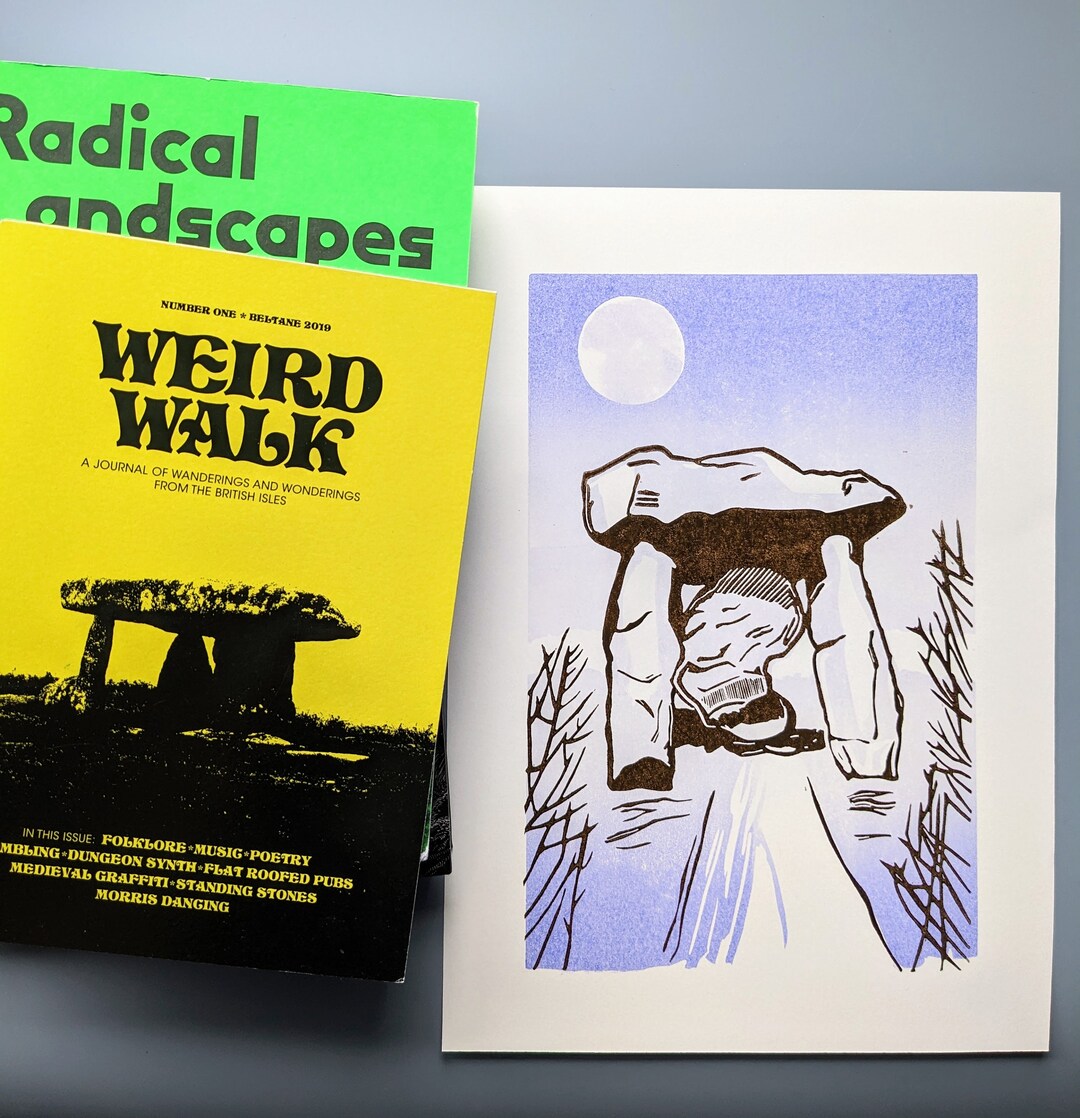 Kit's Coty Megalith Handprinted Linocut Print - Dolmen Burial Chamber ...