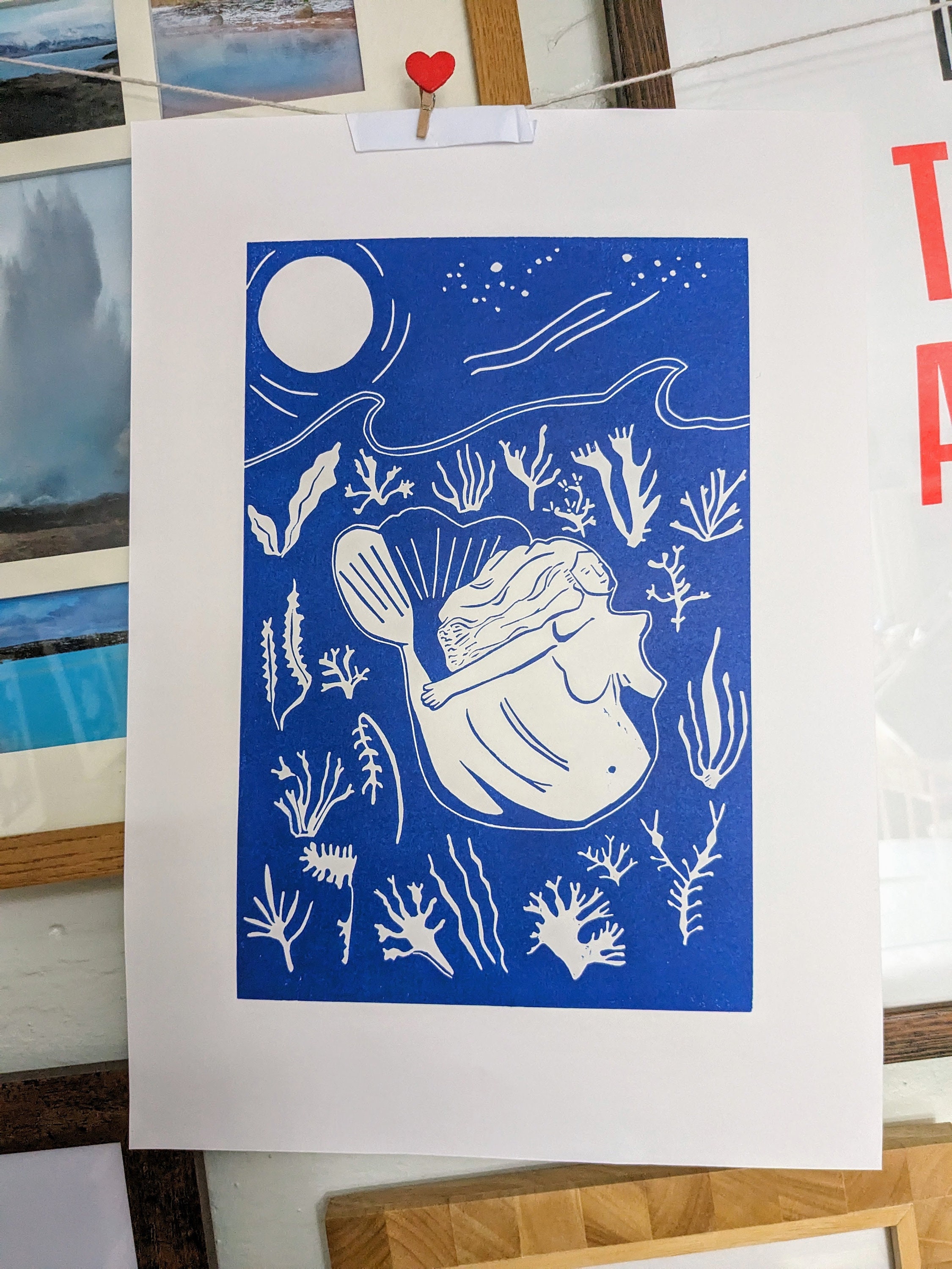 Mermaid Sedna Linocut Print: Inuit Goddess of the Sea, A3 Handmade Art ...