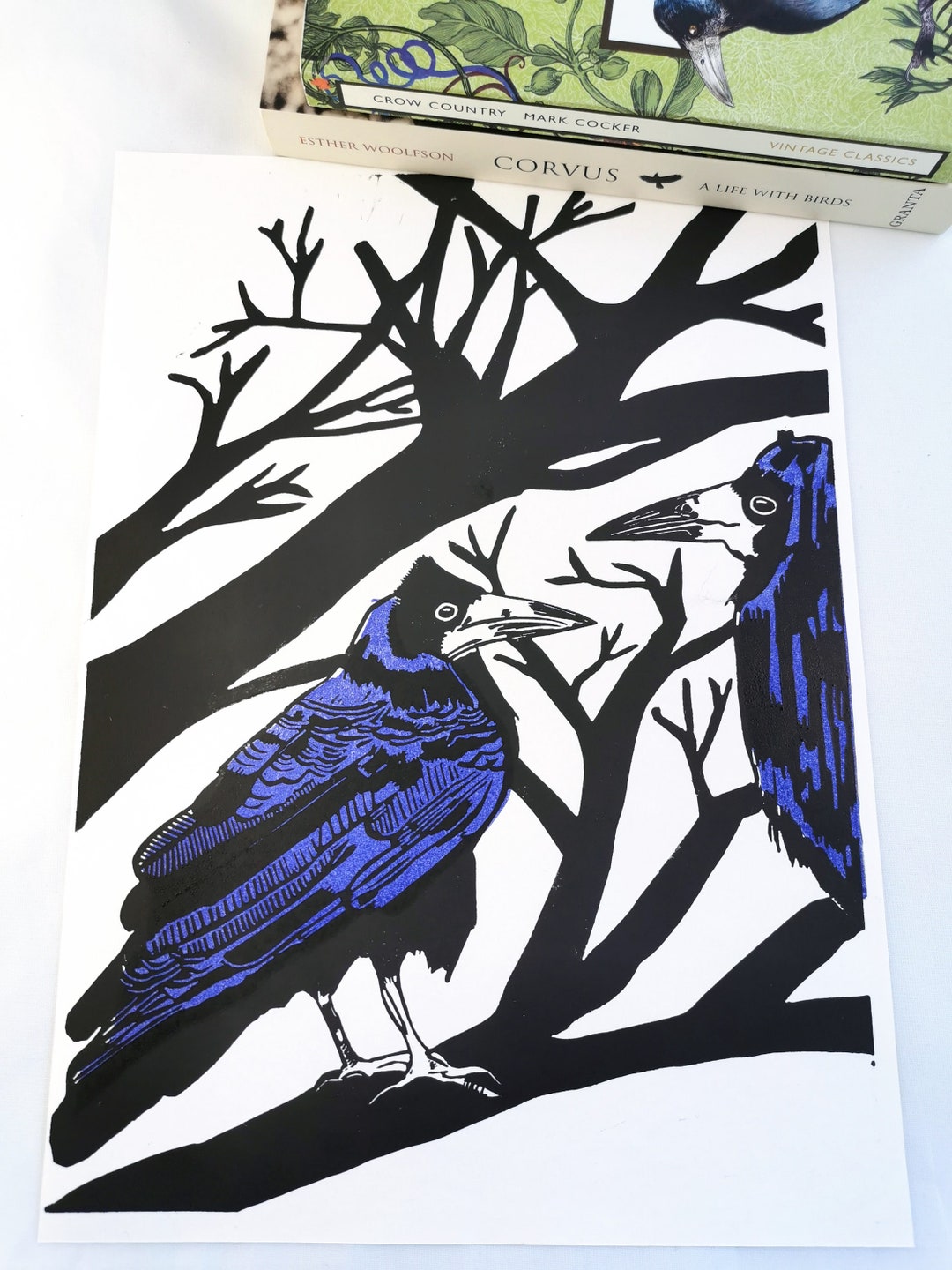 Rooks Linocut Print Handprinted Rookery Linoprint Rook Bird Print ...