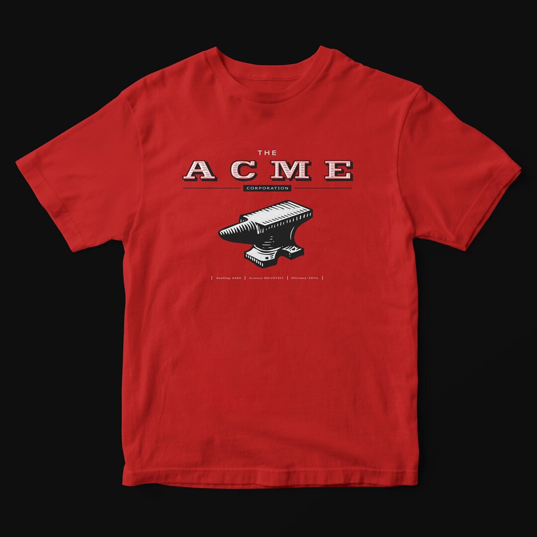 ACME T-shirt Anvil Coyote Road Runner Cartoon the ACME Corporation Tee ...
