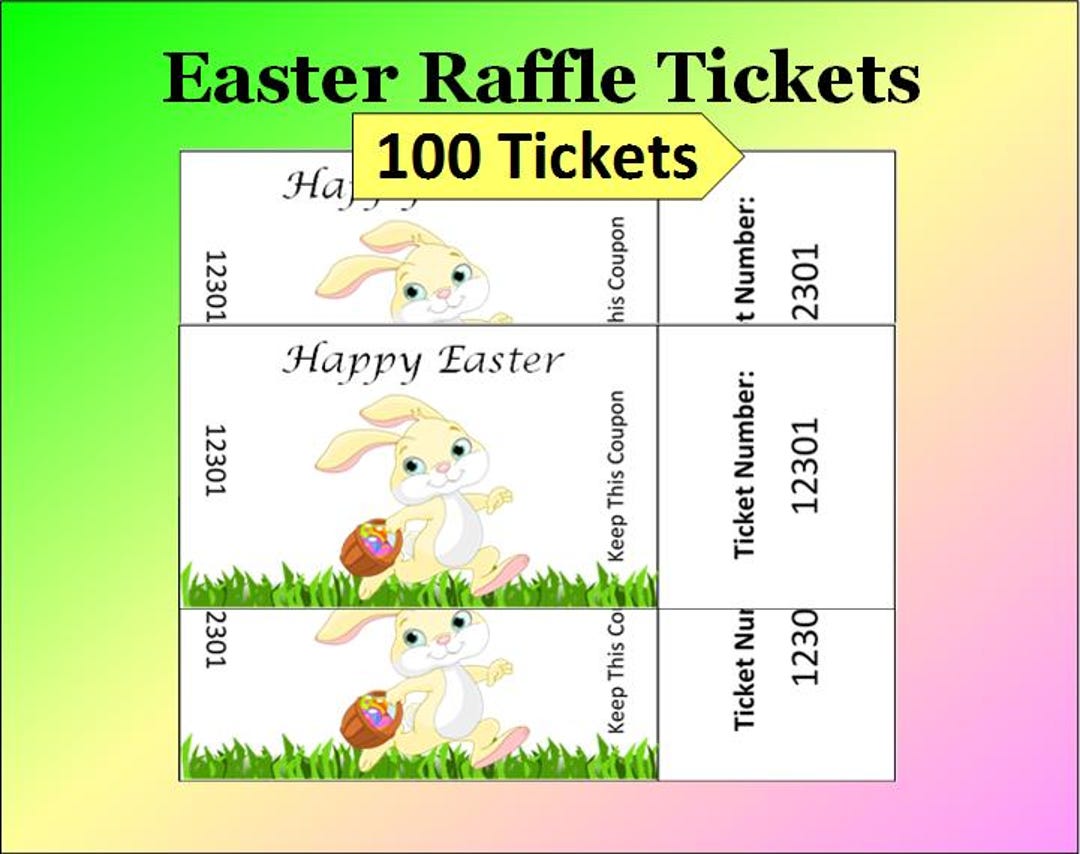 Easter Raffle Tickets (PDF Instant Download), Printable Numbered Easter ...