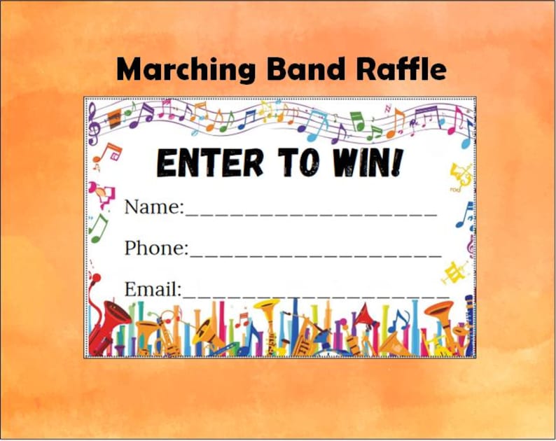 Marching Band Raffle Tickets (digital Download), Printable Music Band ...