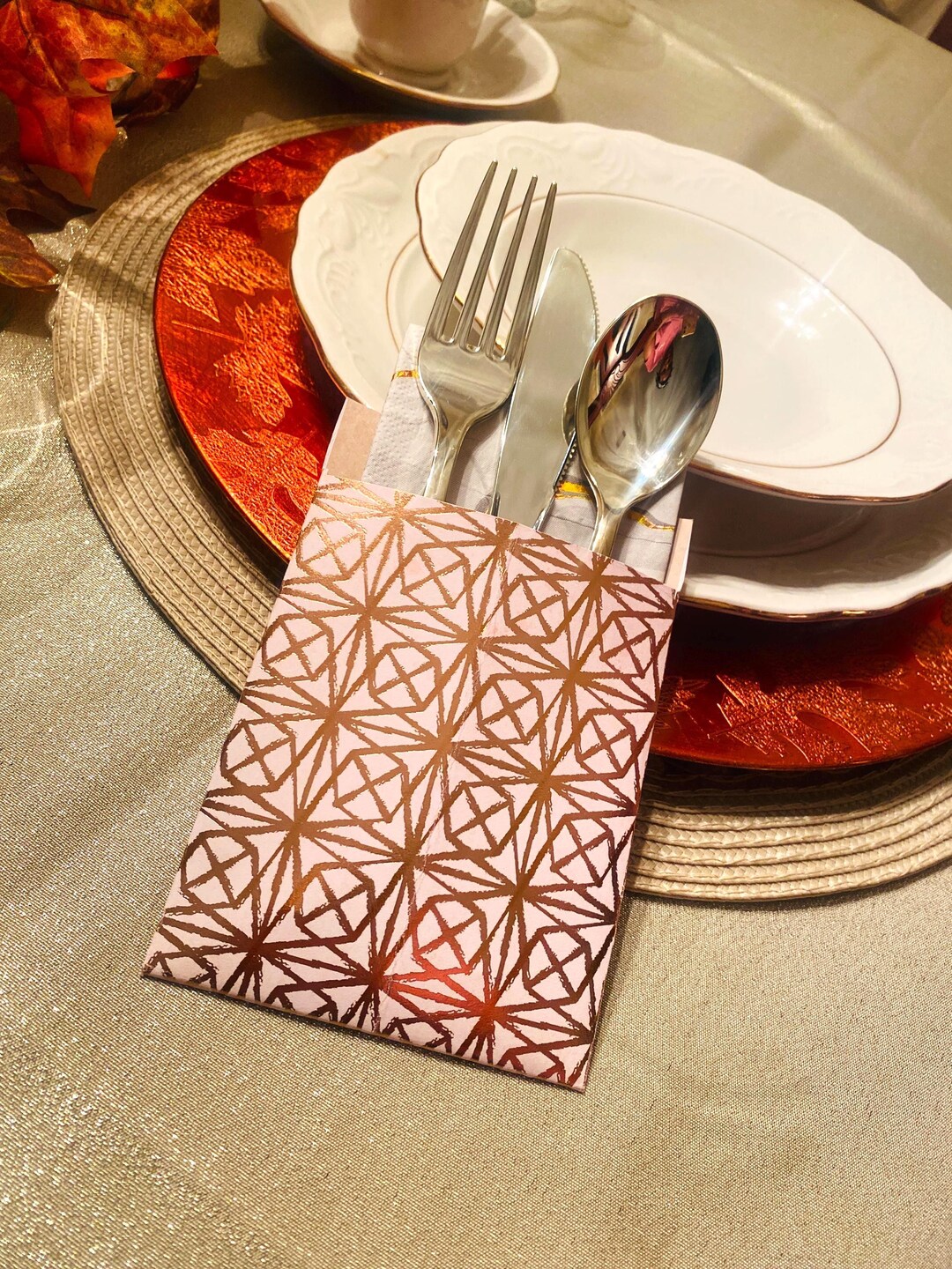 6 Paper Utensil Holders~cutlery Holders~paper Silverware Pouch~paper ...