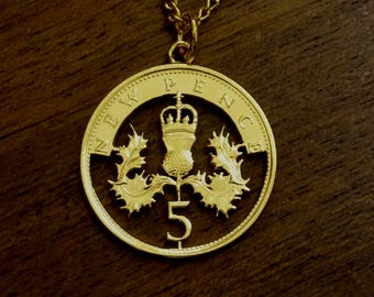 1972 Five Pence Cut Out Coin Necklace | Etsy