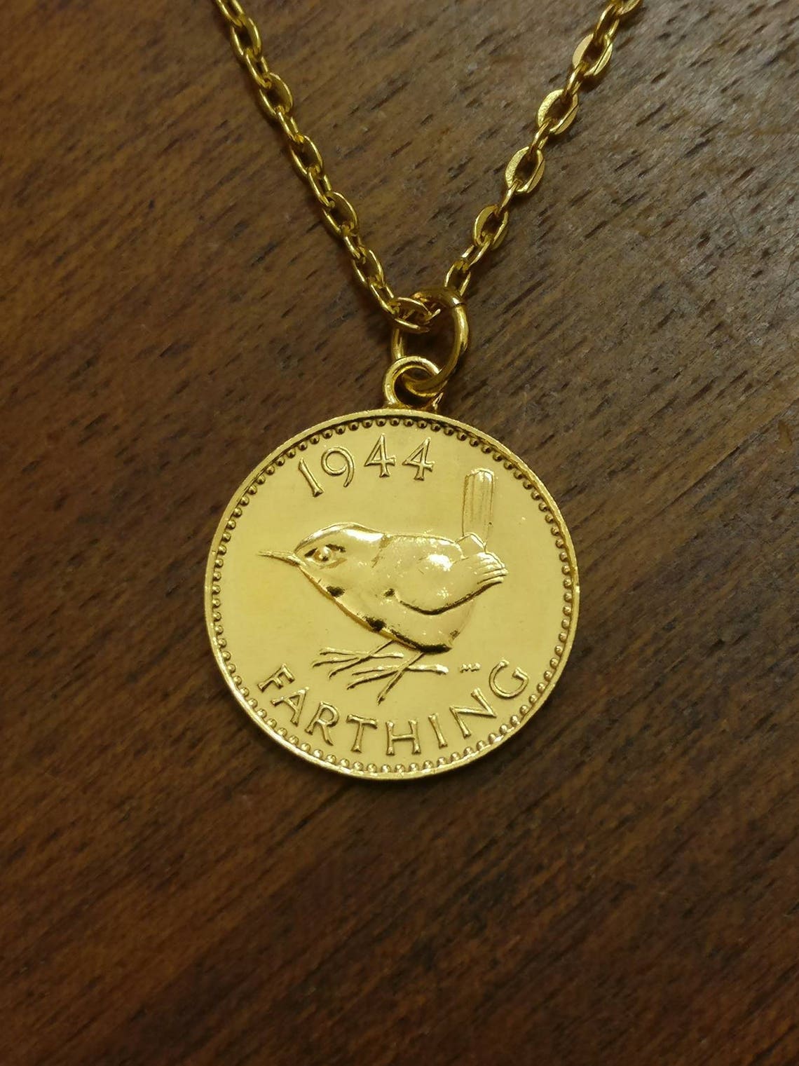 1944 George VI Farthing - Gold Plated Coin Necklace - Etsy